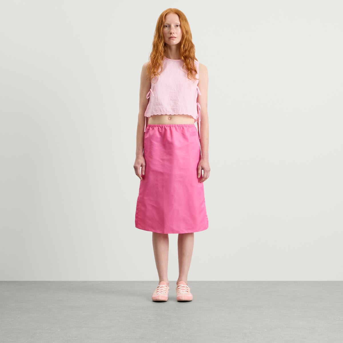 CECILIE BAHNSEN Cecilie Bahnsen Cropped Top with Bow Detail and Scalloped Hem